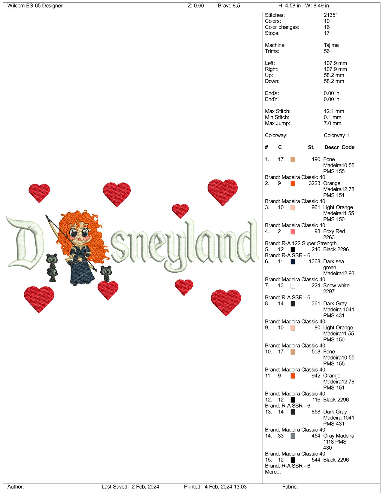 Chibi Princess Merida Disneyland Embroidery Design Files - 3 Size's ...