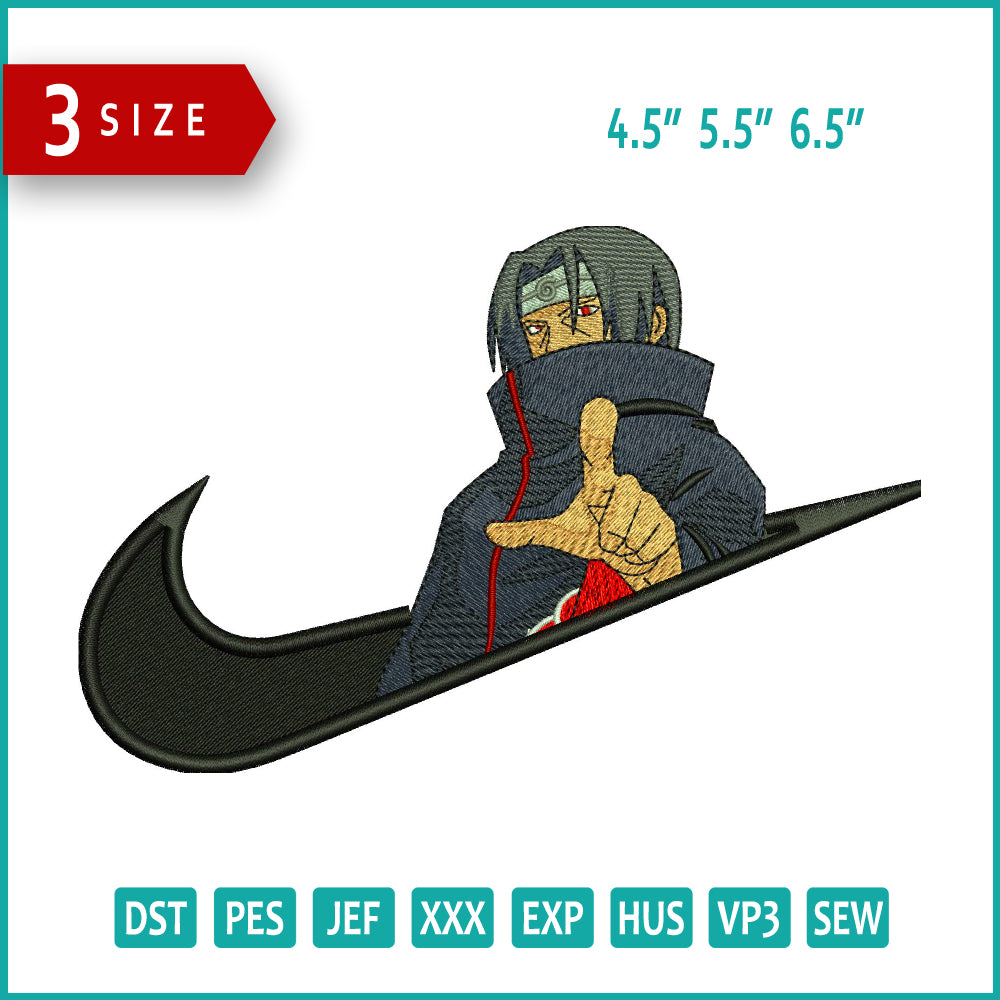 Itachi Uchiha Swoosh Embroidery Design Files - 3 Sizes – Online ...