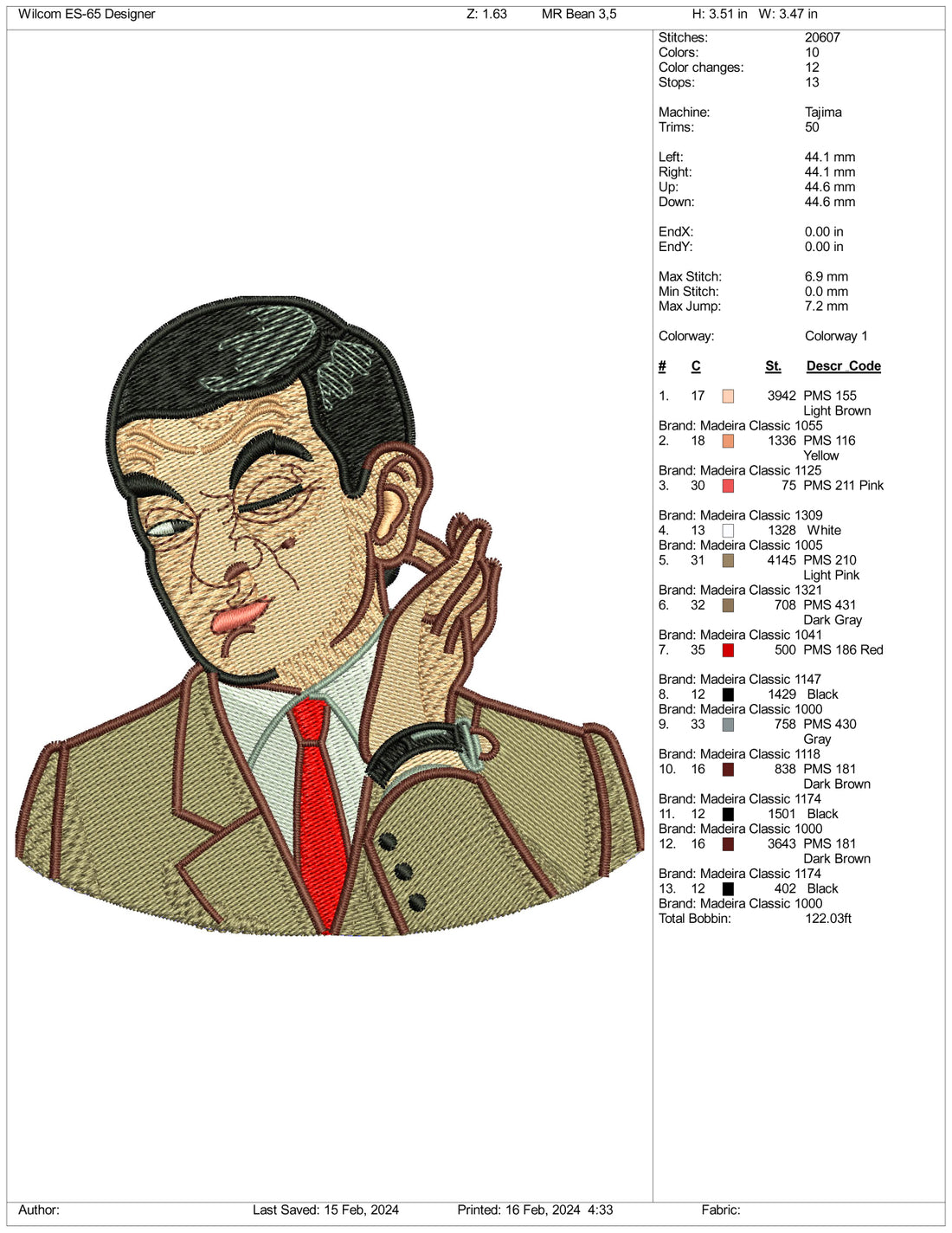 Mr Bean Embroidery Design Files - 3 Size's – Online Embroidery Designs