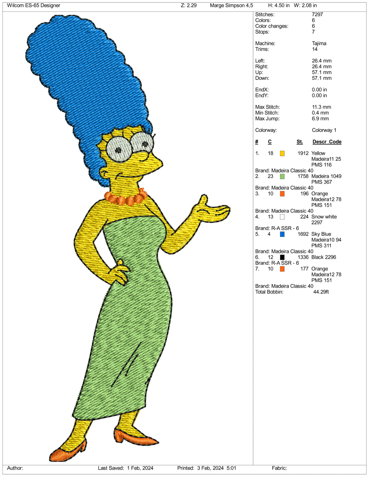 Marge Simpson Embroidery Design Files - 3 Size's – Online Embroidery ...