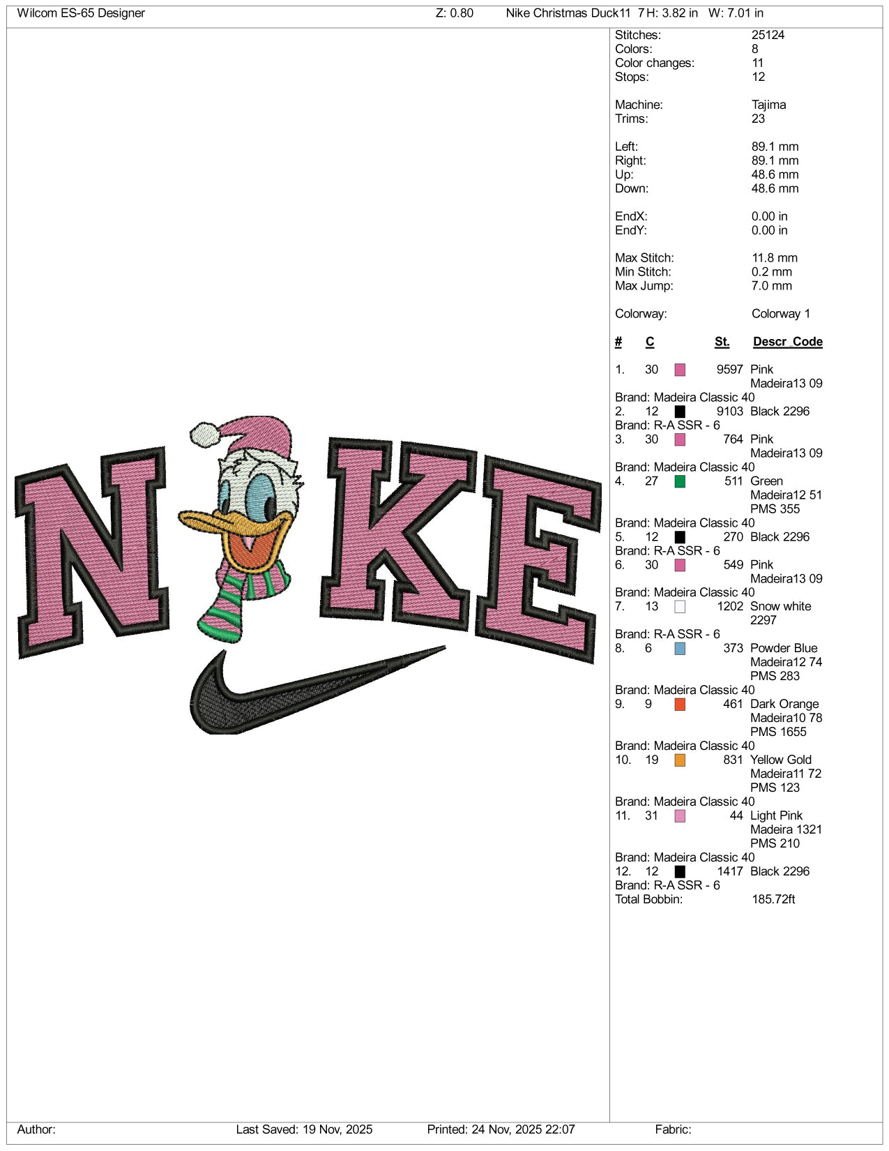 NIke Donald Duck v6 Embroidery Design Files - 3 Size's – Online ...