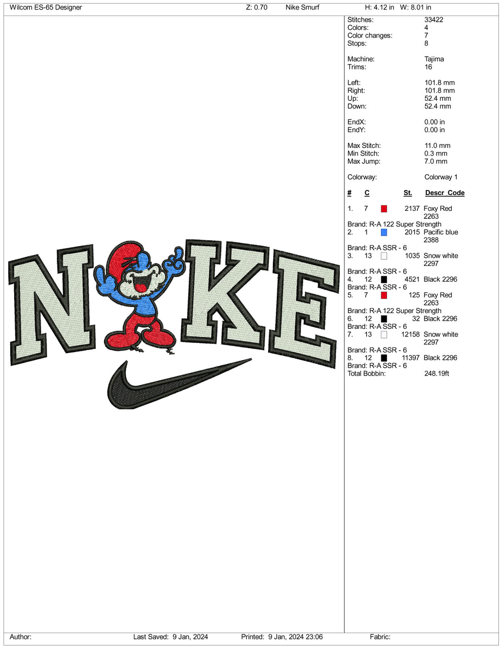 Nike Old Smurfs Embroidery Design Files - 3 Size's – Store