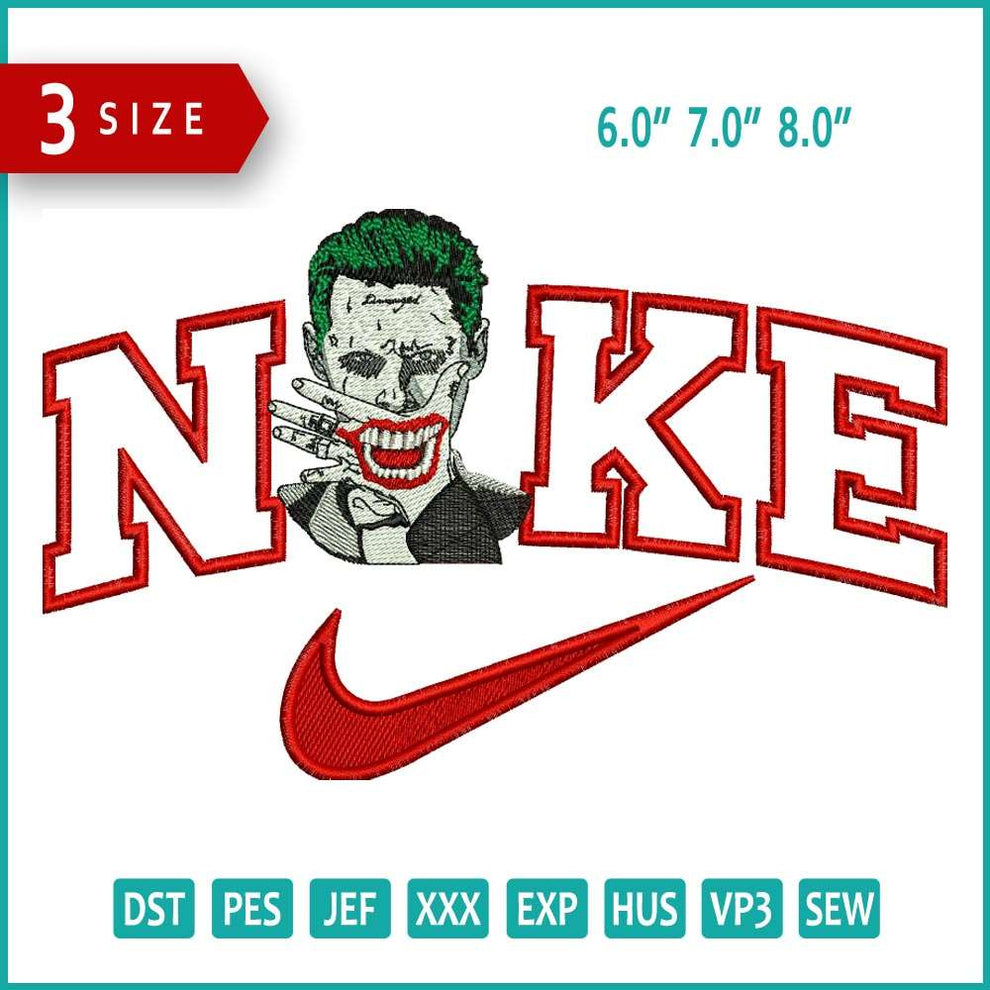 Nike Joker Embroidery Design Files - 3 Size's – Online Embroidery Designs