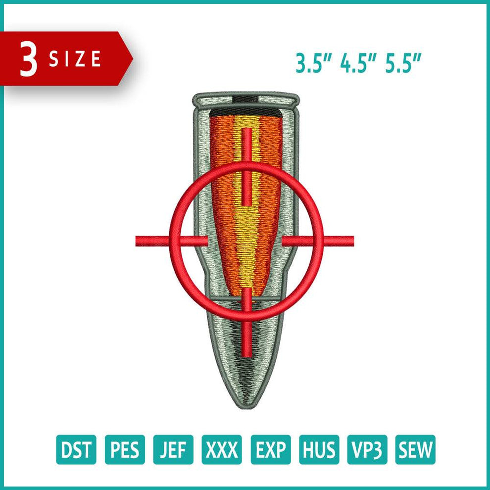 Bullet Embroidery Design Files - 3 Size's – Online Embroidery Designs