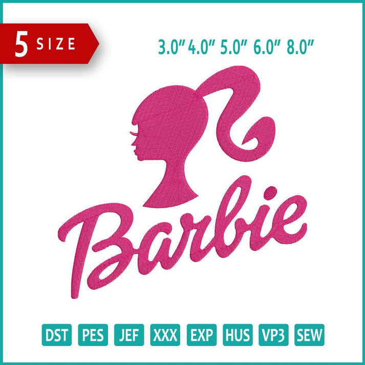 Barbie Embroidery Design Files - 5 Size's – Online Embroidery Designs