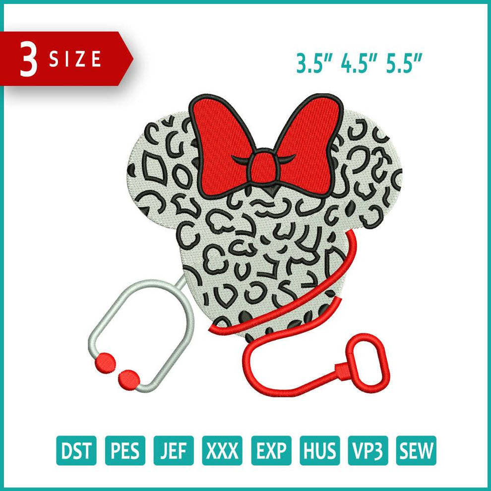 Dr Minnie Mouse Embroidery Design Files - 3 Size's – Online Embroidery ...