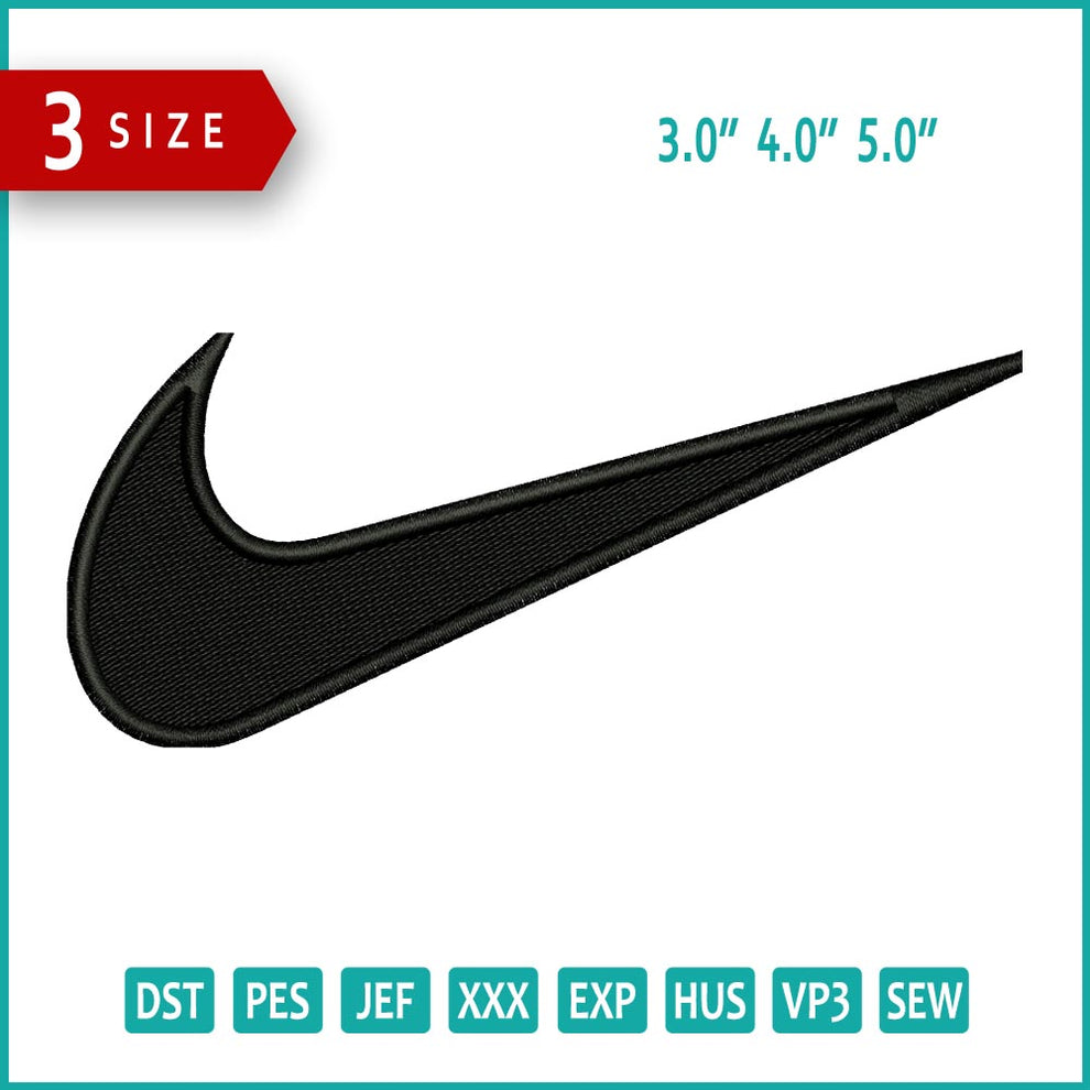 Nike Swoosh Embroidery Design Files - 3 Size's – Online Embroidery Designs