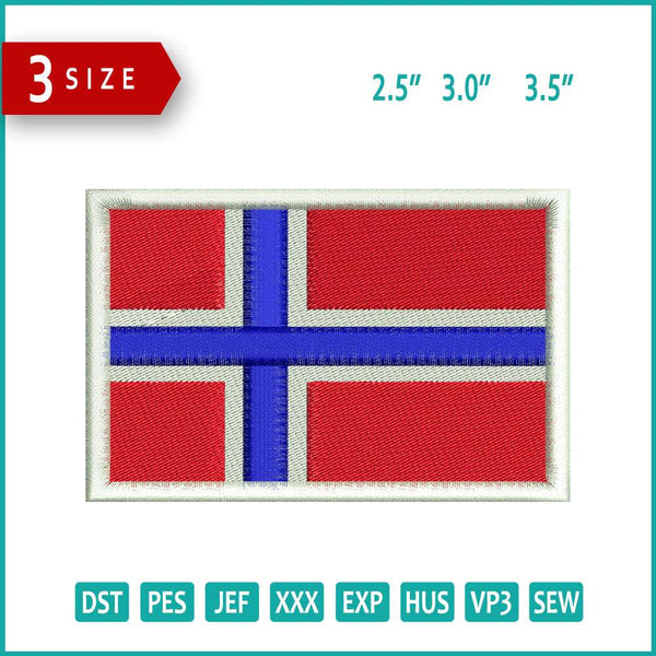 Norway Flag Embroidery Design Files - 3 Size's – Online Embroidery Designs
