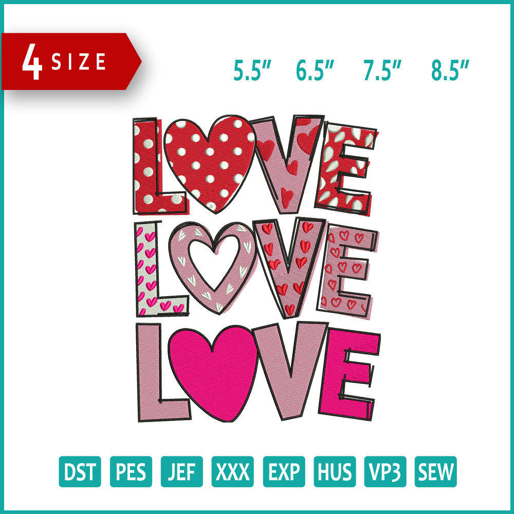 Love Love Love v2 Embroidery Design Files - 4 Size's – Online ...