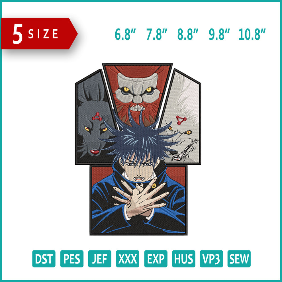 Megumi Fushiguro v2 Embroidery Design Files - 5 Size's – Online ...
