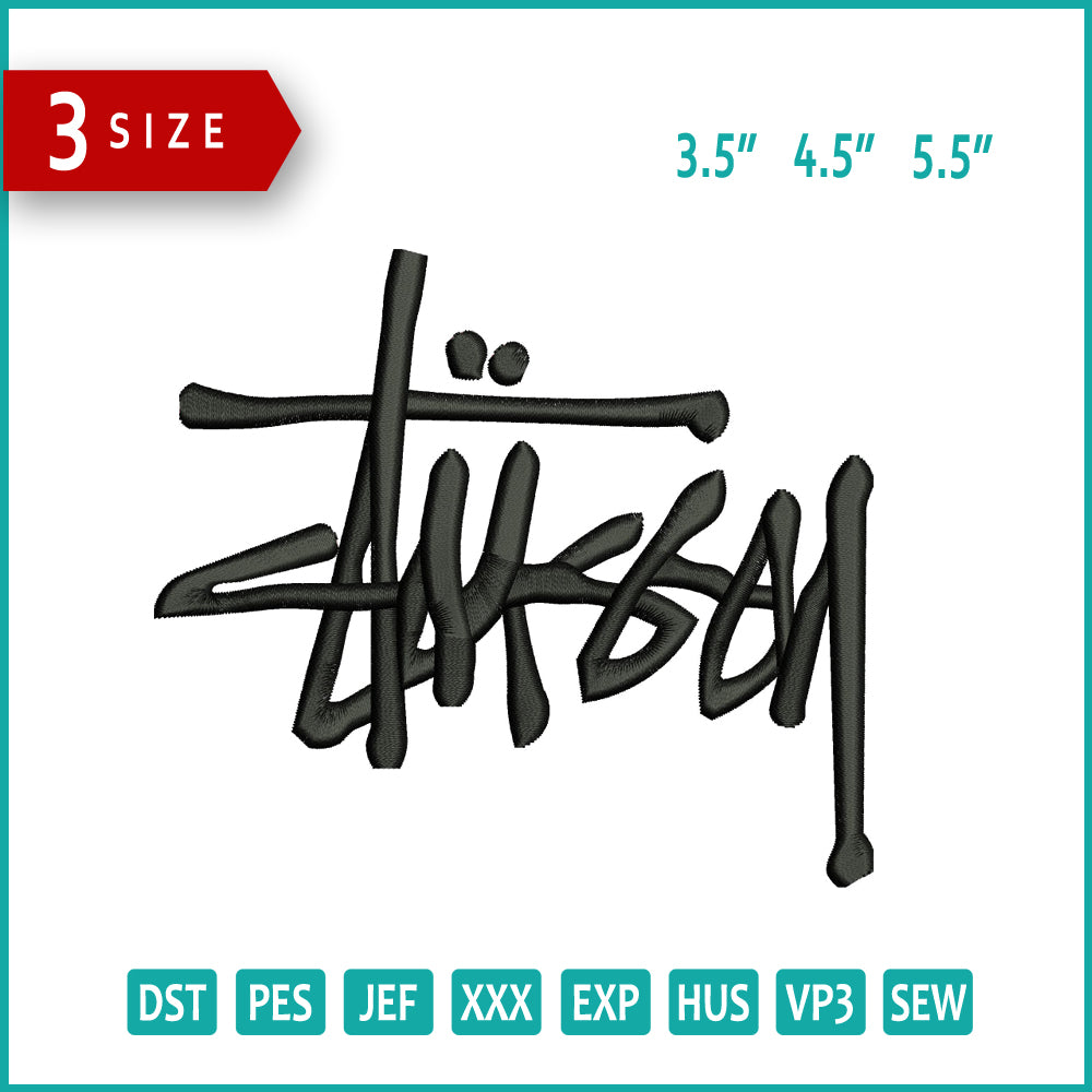 Stussy Logo Embroidery Design Files - 3 Size's – Online Embroidery Designs