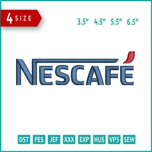 Nescafe Logo Embroidery Design Files - 4 Size's – Online Embroidery Designs