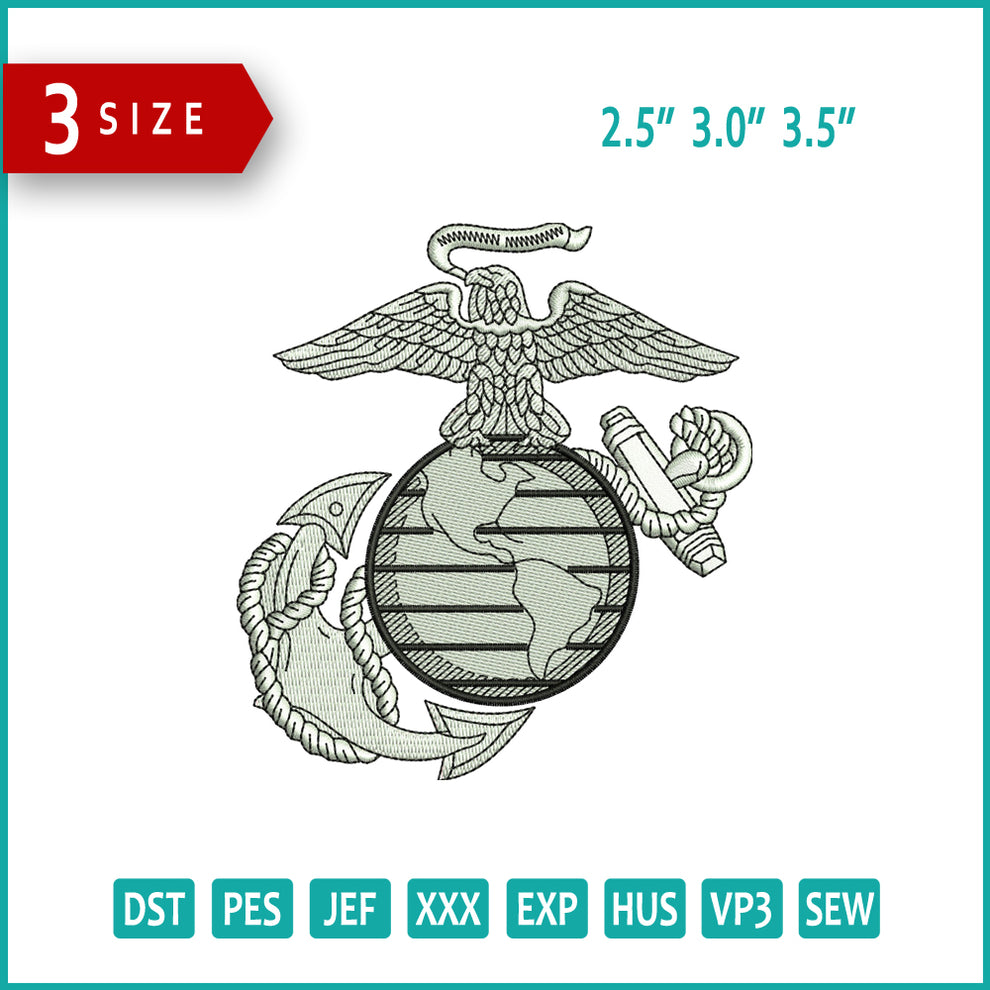 USMC Logo Embroidery Design Files - 3 Size's – Online Embroidery Designs