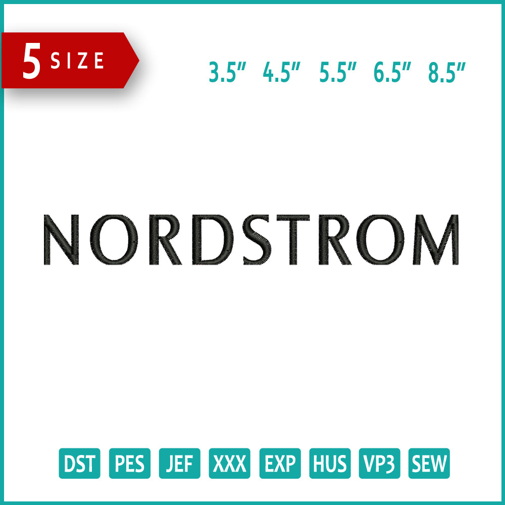 Nordstrom Logo Embroidery Design Files - 5 Size's – Online Embroidery ...