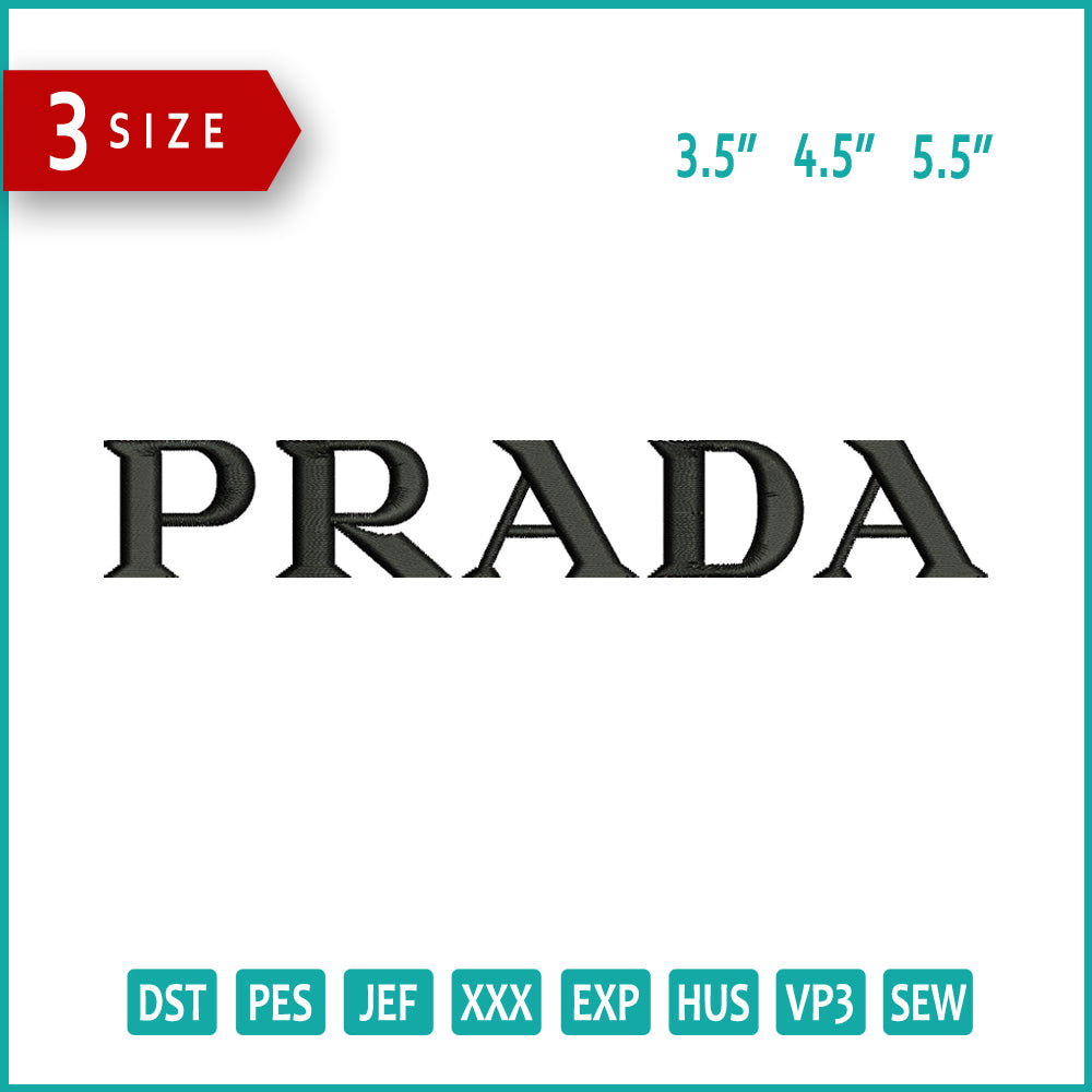 Prada Logo Embroidery Design Files - 3 Size's – Online Embroidery Designs