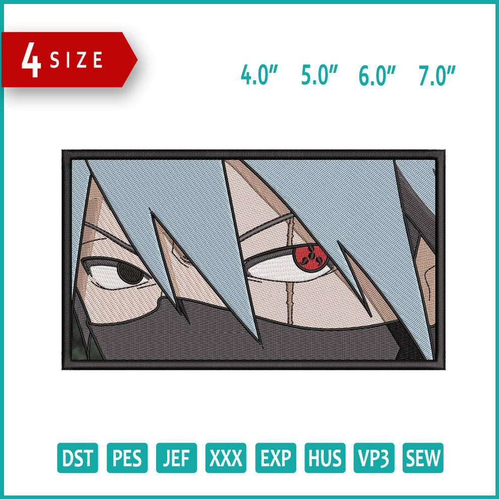 Kakashi Hatake v3 Embroidery Design Files - 4 Sizes – Online Embroidery ...