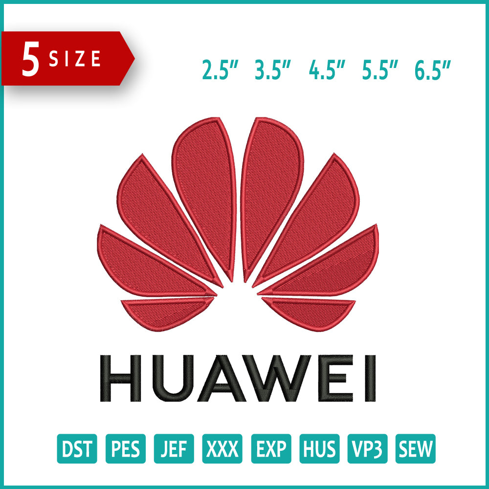 Huawei Logo Embroidery Design Files - 5 Size's – Online Embroidery Designs