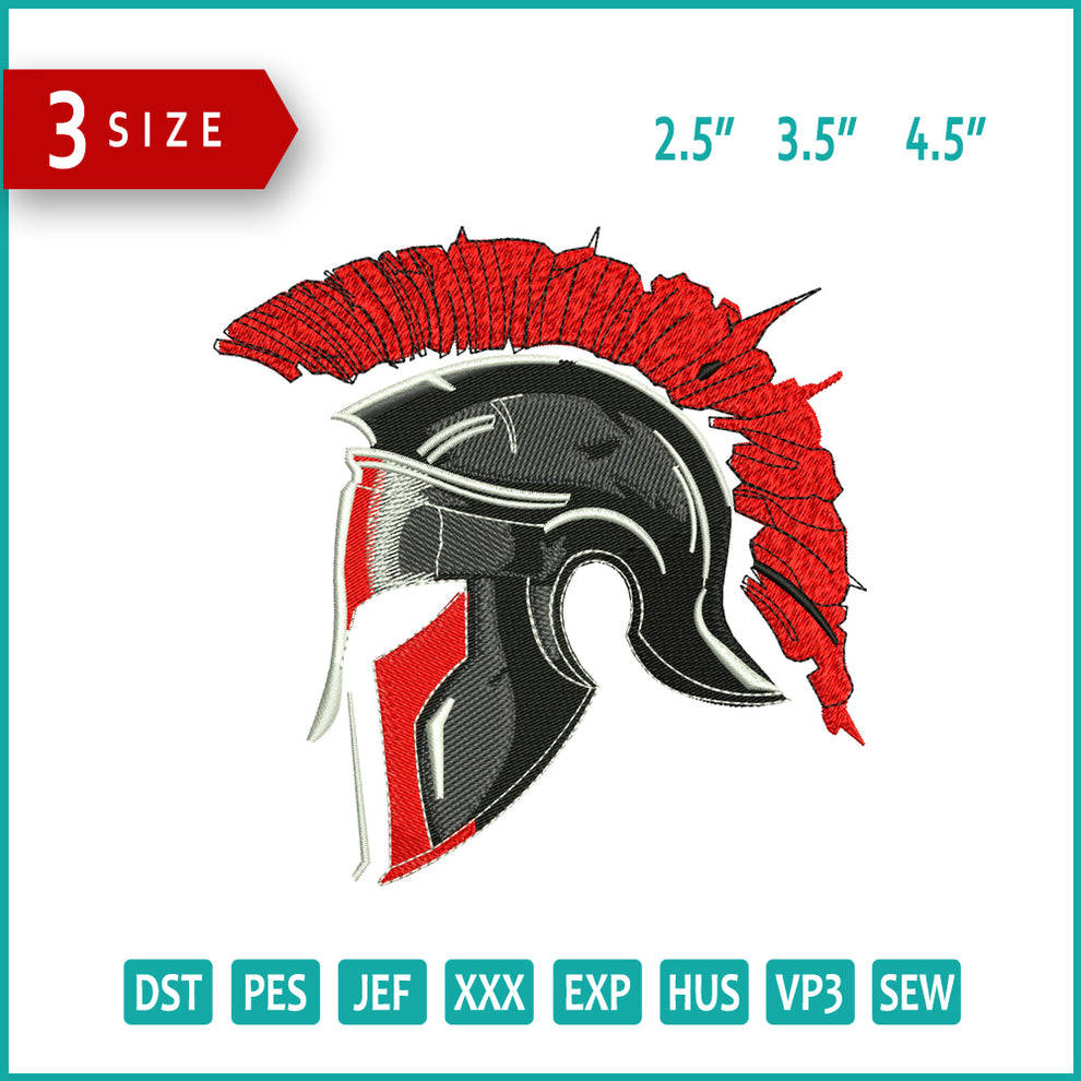 Spartan Helmet Embroidery Design Files - 3 Size's – Online Embroidery ...