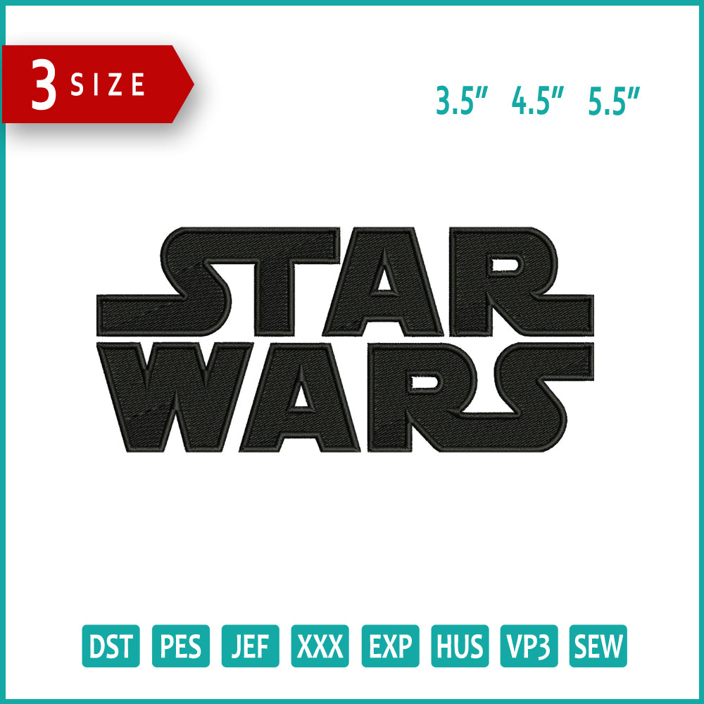 Star Wars Logo Embroidery Design Files - 3 Size's – Online Embroidery ...
