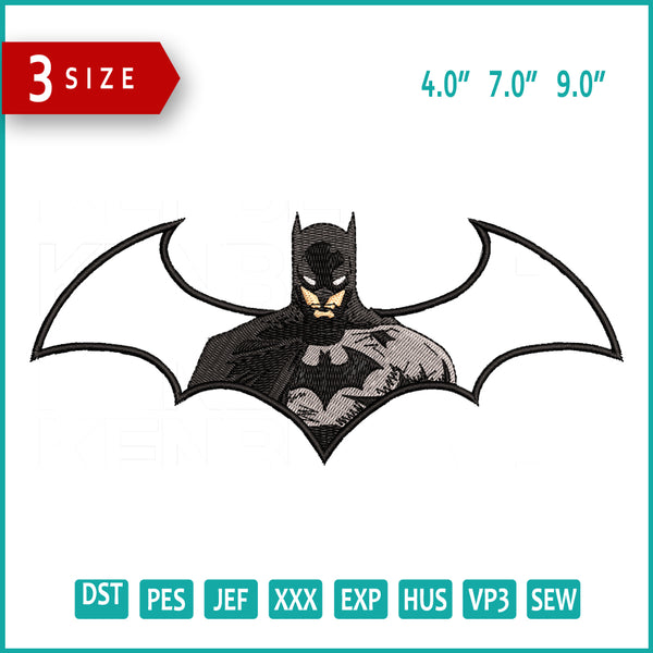 Batman v2 Embroidery Design Files - 3 Size's – Online Embroidery Designs