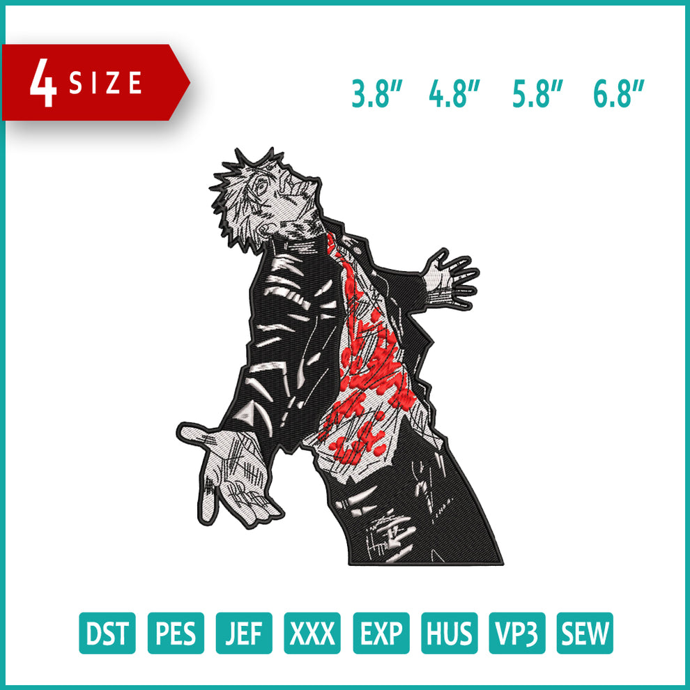 Satoru Gojo v8 Embroidery Design Files - 4 Size's – Online Embroidery ...