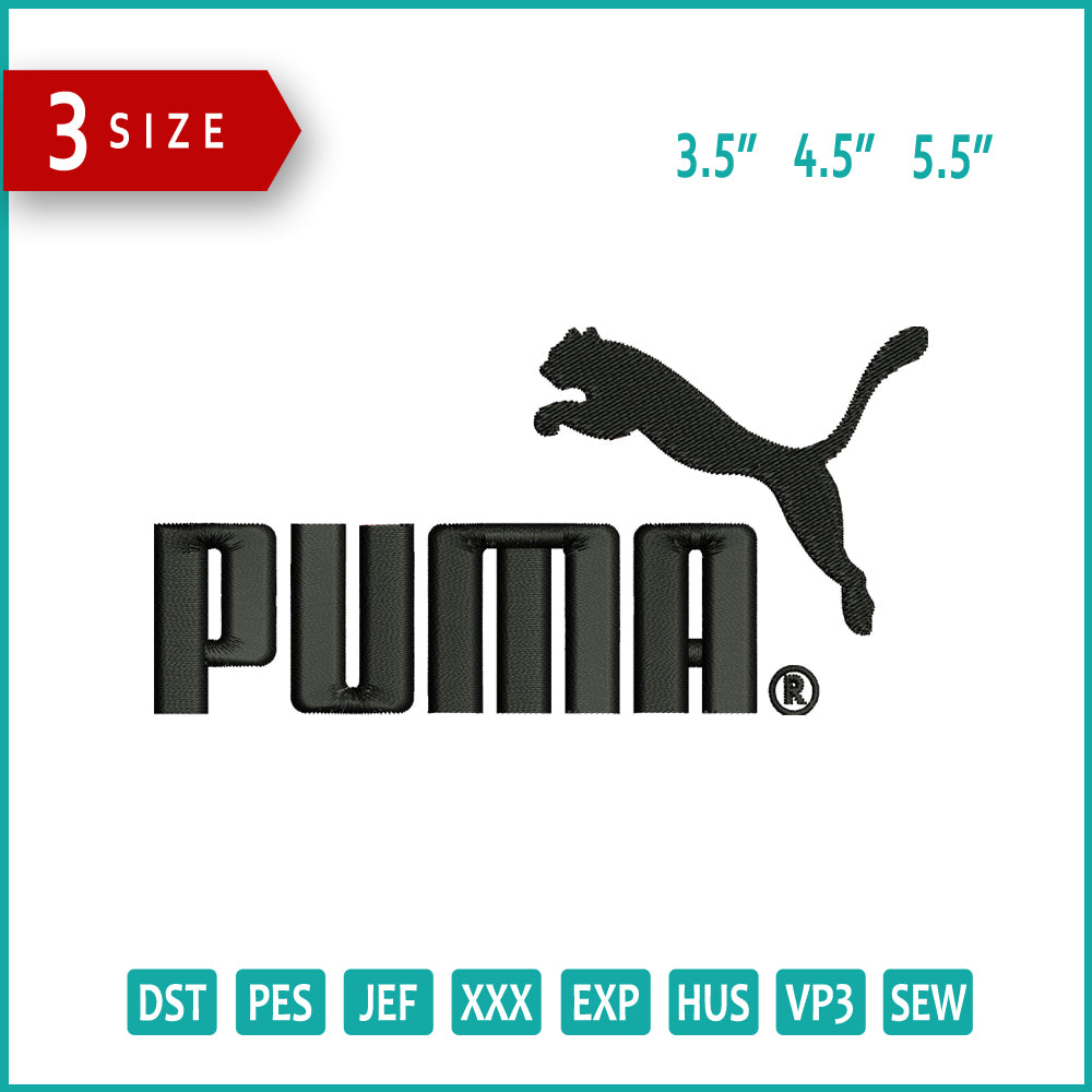 Puma Logo Embroidery Design Files - 3 Size's – Online Embroidery Designs