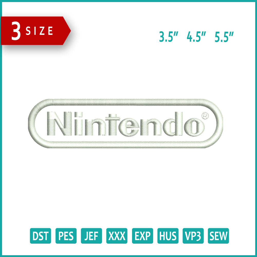 Nintendo Logo Embroidery Design Files - 3 Size's – Online Embroidery ...