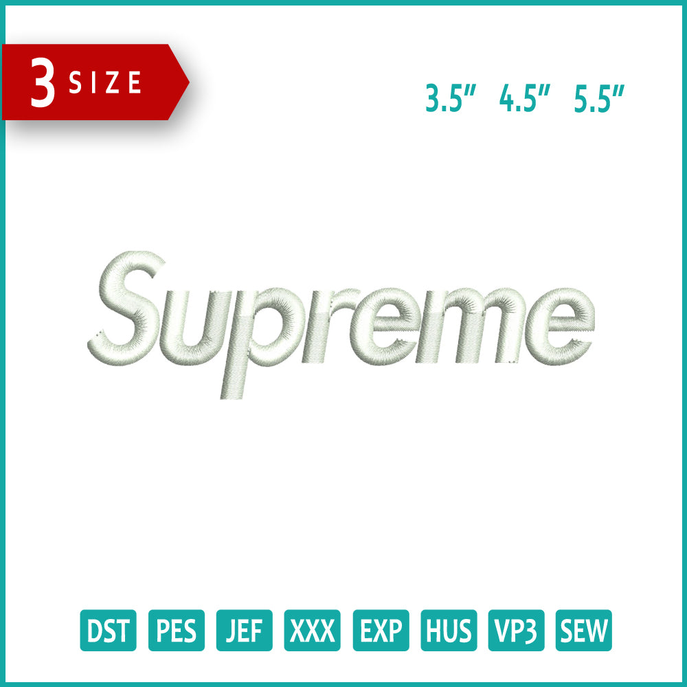 Supreme Logo Embroidery Design Files - 3 Size's – Online Embroidery Designs