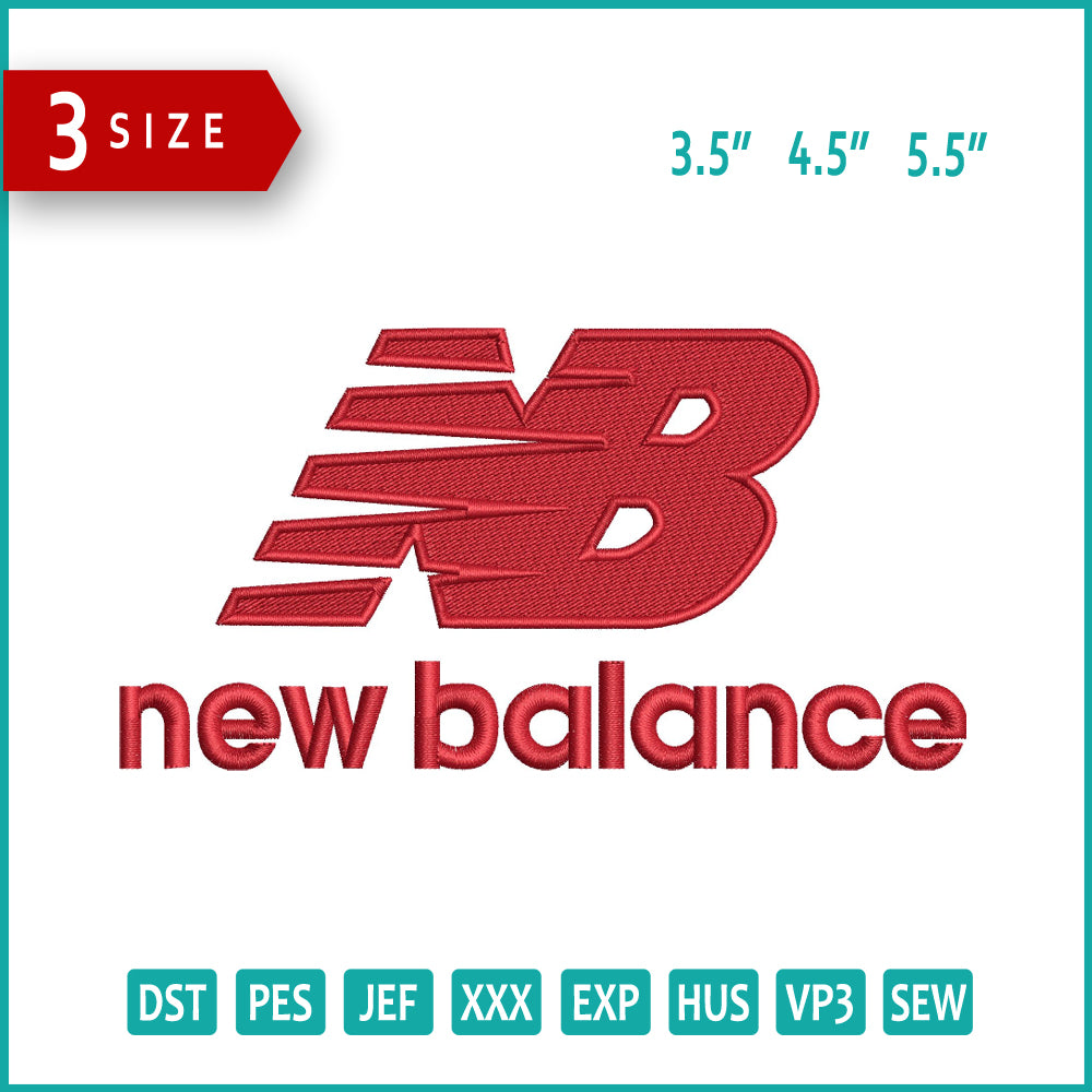 New Balance Logo Embroidery Design Files - 3 Size's – Online Embroidery ...