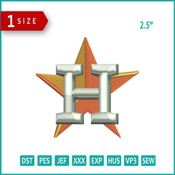 Houston Astros H Logo 3D Embroidery Design Files - 1 Size – Online ...