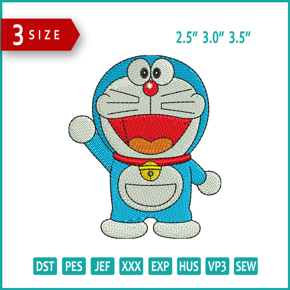 Doraemon Embroidery Design Files - 3 Sizes – Online Embroidery Designs