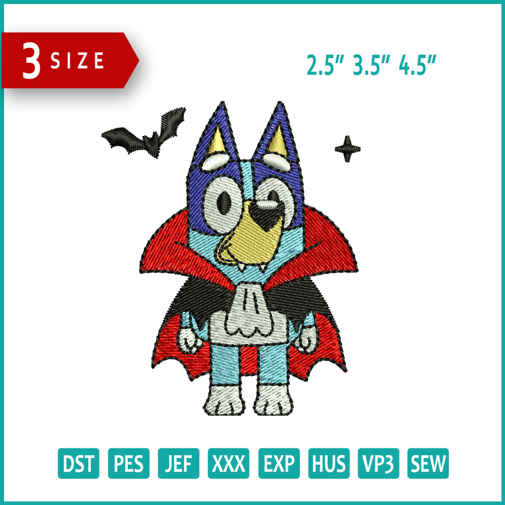 Bluey Halloween Embroidery Files - 3 Size's – Online Embroidery Designs