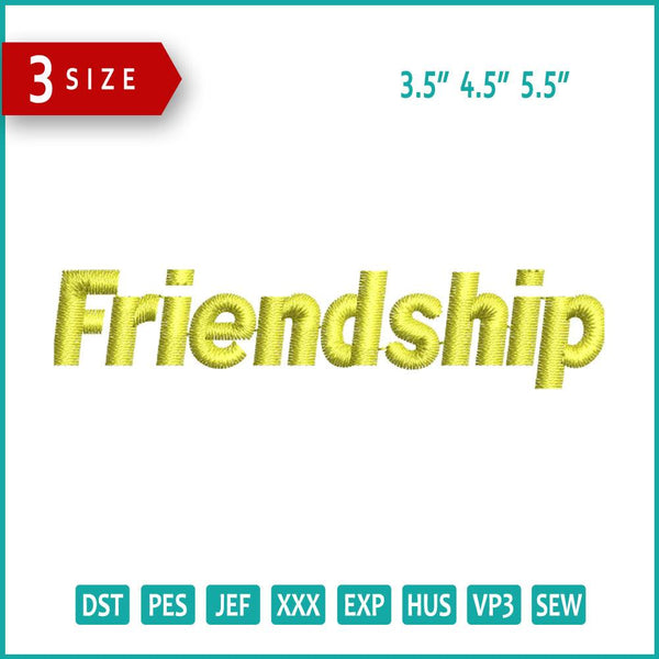 Friendship Embroidery Design Files - 3 Size's – Online Embroidery Designs