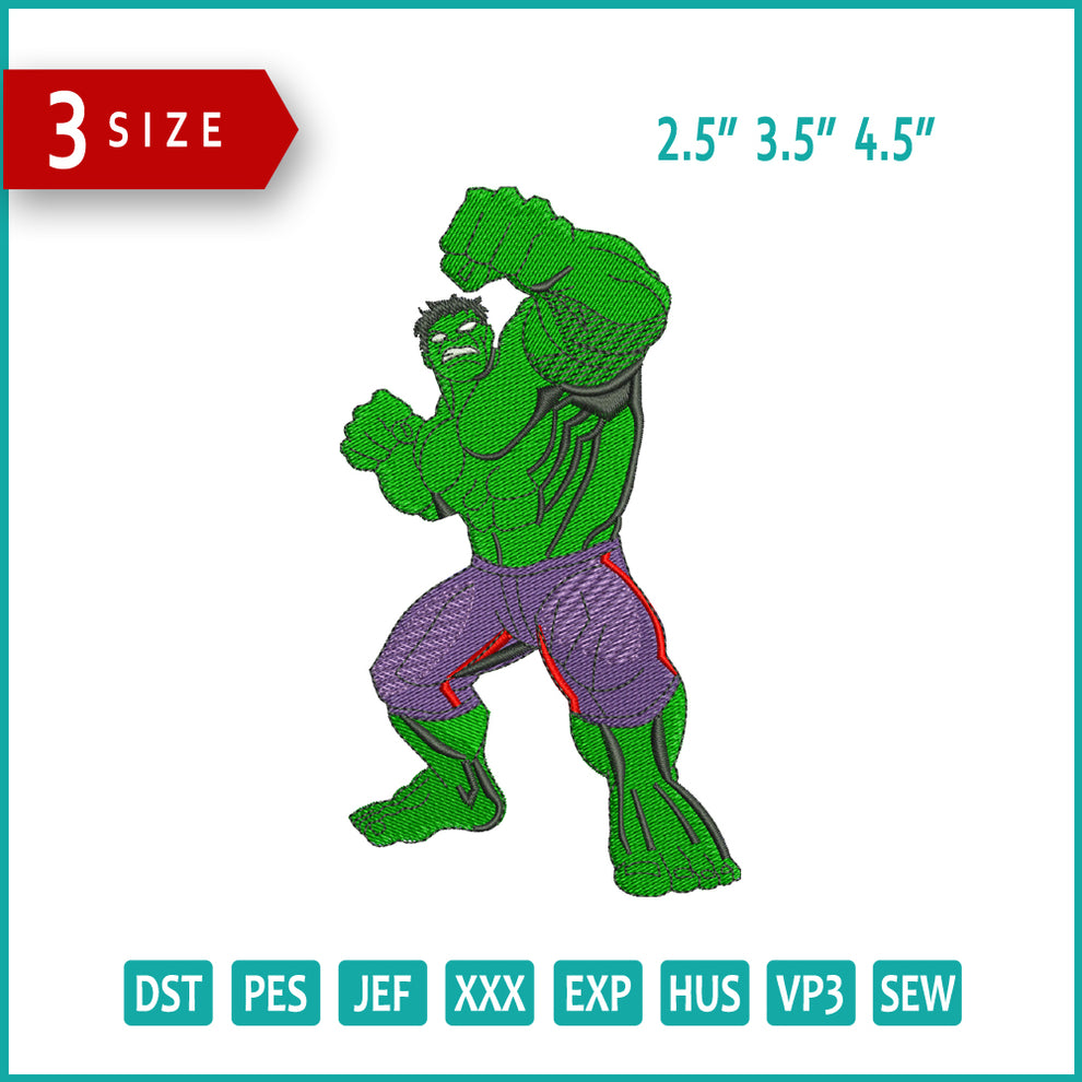 Hulk Embroidery Design Files - 3 Size's – Online Embroidery Designs