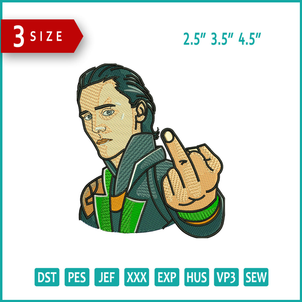 Loki Half Embroidery Design Files - 3 Size's – Online Embroidery Designs