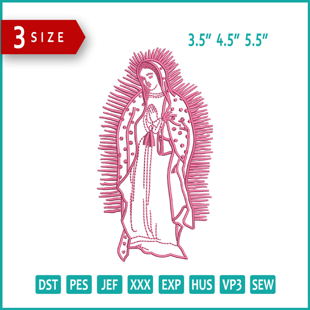 Virgen de Guadalupe Embroidery Design Files - 3 Size's – Online ...