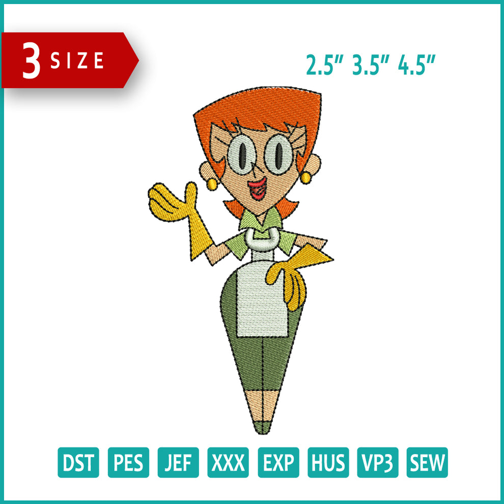 Dexter's Mum Embroidery Design Files - 3 Size's – Online Embroidery Designs