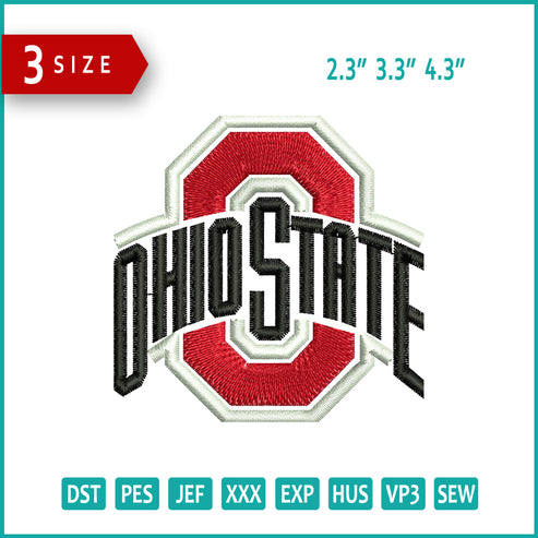 Ohio State Embroidery Design Files - 3 Size's – Online Embroidery Designs