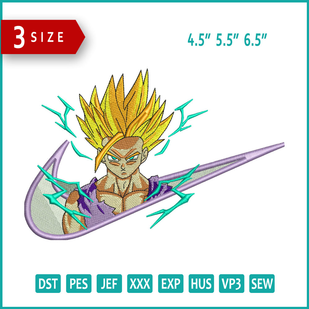Goku Swoosh V1 Embroidery Design Files 3 Sizes Online Embroidery Designs