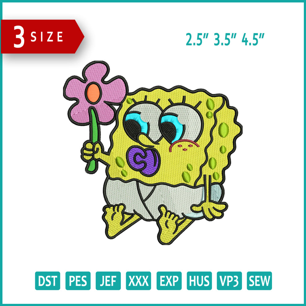 Chibi SpongeBob Embroidery Design Files - 3 Size's – Online Embroidery ...