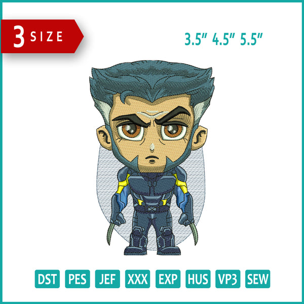 Chibi X Man Embroidery Design Files - 3 Size's – Online Embroidery Designs