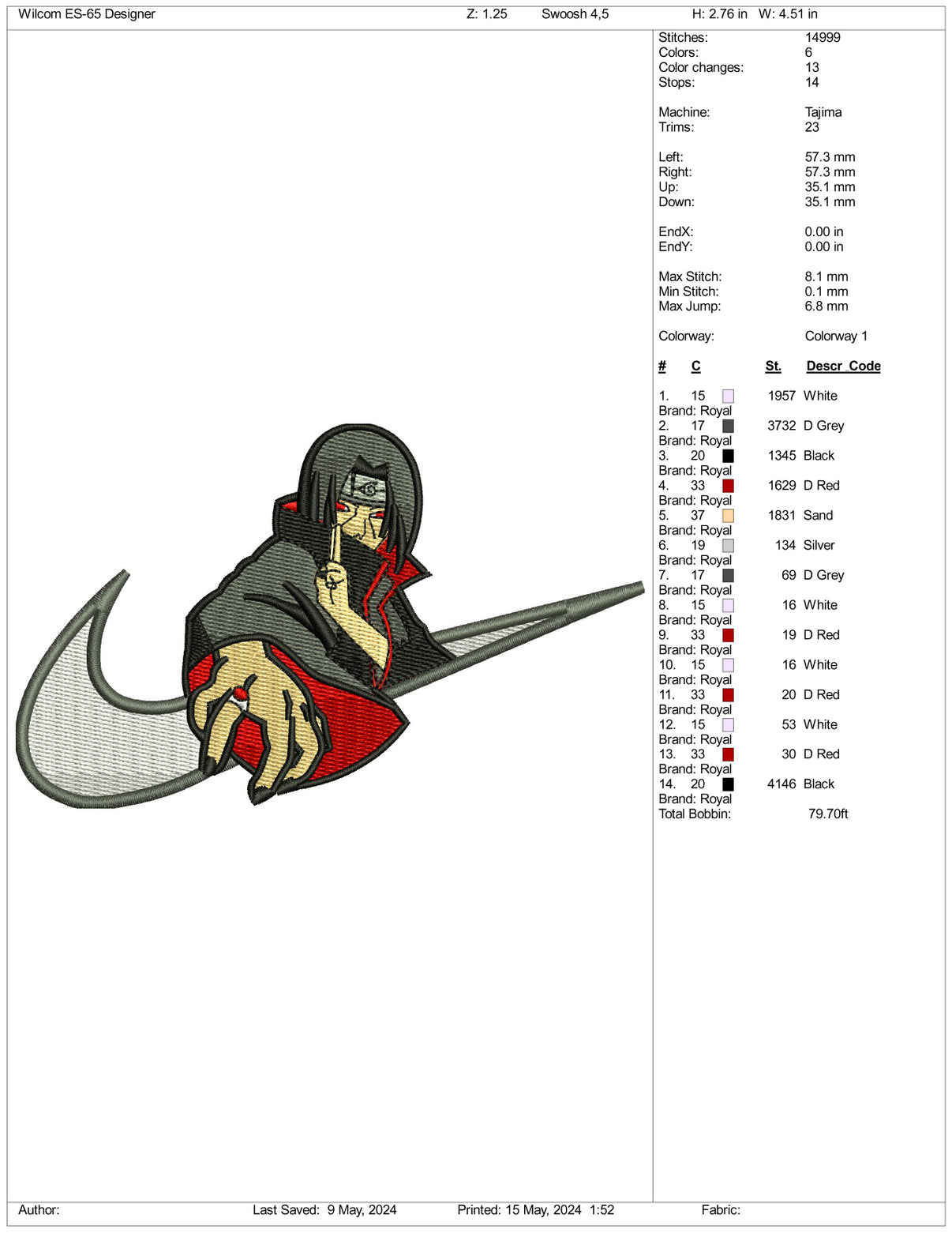 Itachi Uchiha Swoosh v2 Embroidery Design Files - 3 Sizes – Online ...