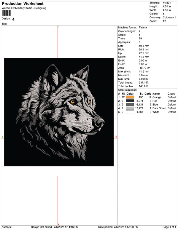 Wolf Head Embroidery Design Files - 9 Size's – Online Embroidery Designs